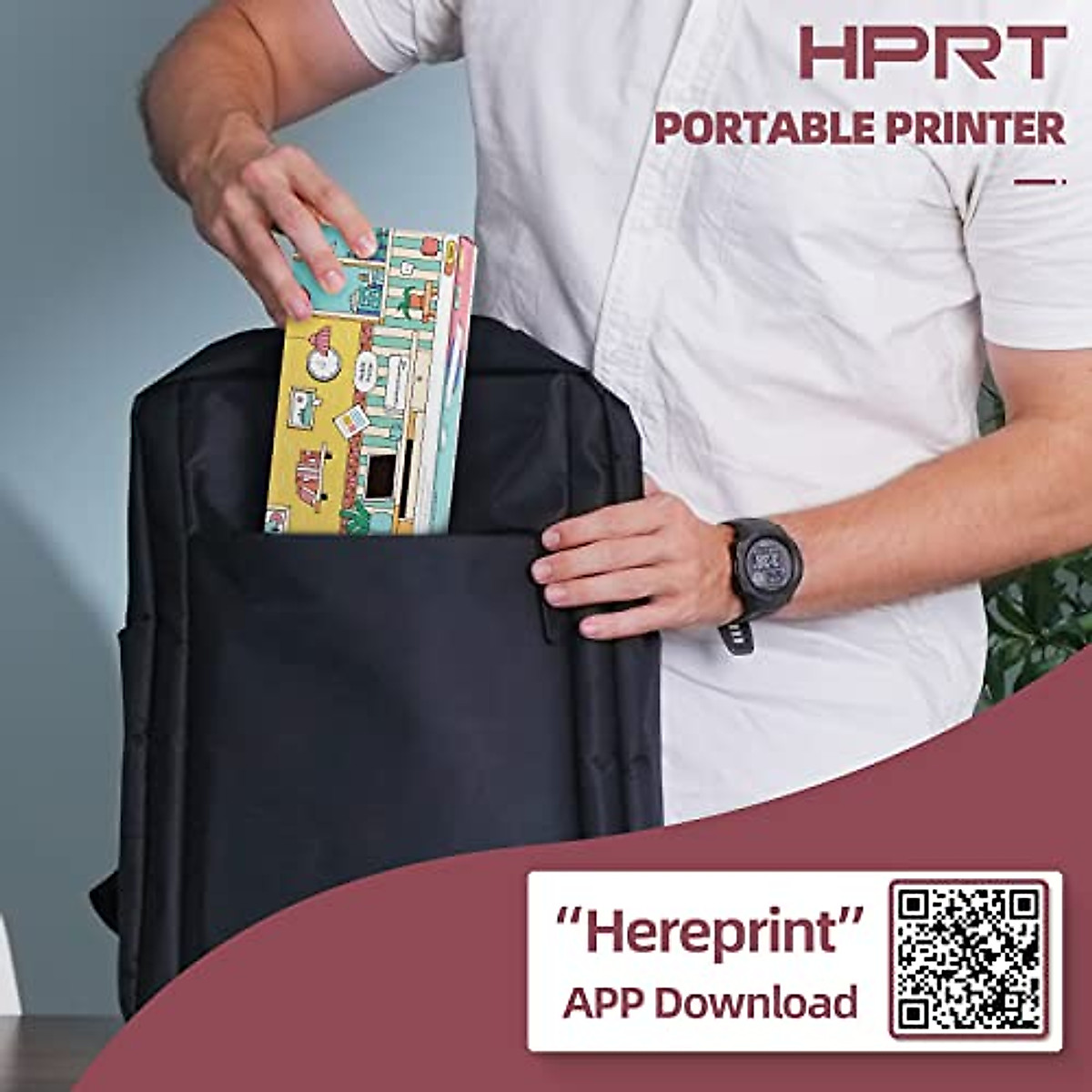 HPRT Portable Printers Wireless for Travel - MT810 Bluetooth Thermal Inkless Compact Printer, Paper Rolls Mobile Printing for Vehicles Office, Compatible with iPhone Android & Laptop