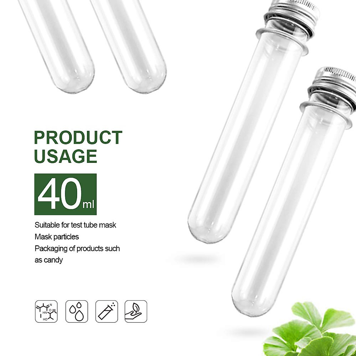 Test Tubes, YGDZ 25pcs Clear Plastic Test Tubes with Caps, 25x140mm(40ml), Large Tubes for Birthday Goodie Bags, Bath Salt, Halloween Party Decoration, Candy Storage Containers