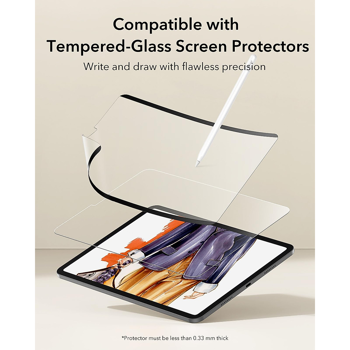 ESR for iPad Pro 12.9 Inch Paper-Feel Magnetic Screen Protector 6th/5th/4th/3rd Generation (2022/2021/2020/2018), Write and Draw Like on Paper, Detachable and Reusable, Matte Finish