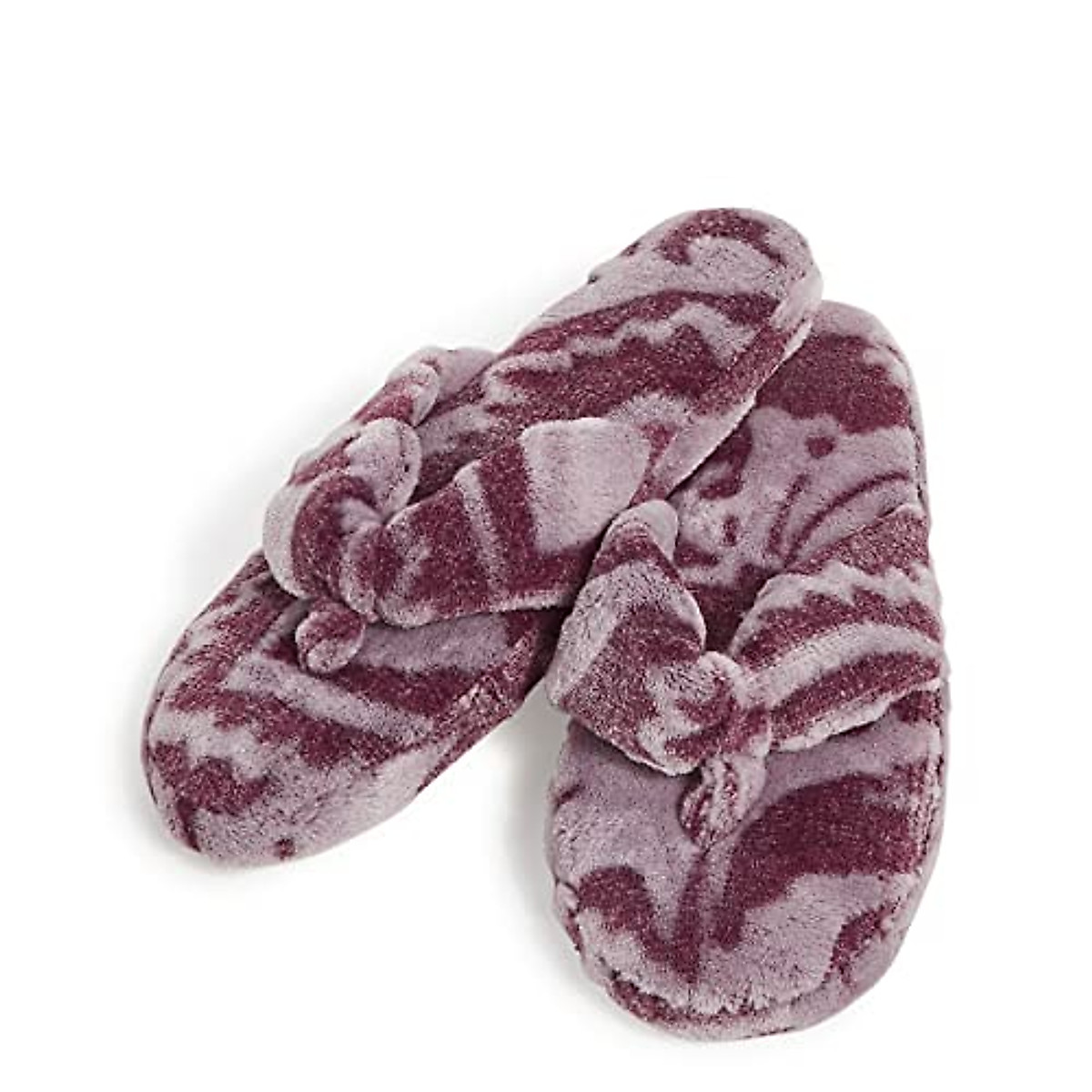 Vera Bradley Women's Fleece Flip Flop Slippers, Java Mulled Wine Tonal, Large (US Women's Size 9-10)