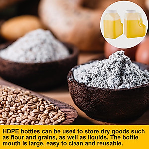 Suzile 4 Pcs 1.25 Gallon White HDPE Plastic Gallon Jar with Handle and Airtight Lid Square Empty Storage Containers and Jugs Wide Mouth Gallon Jugs for Home Restaurant Residential Commercial Use