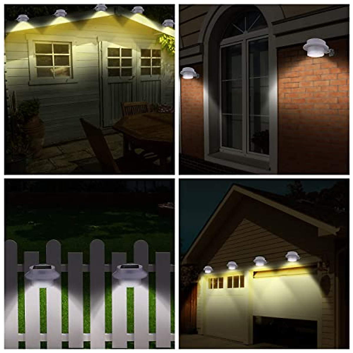 16 Pcs Solar Powered LED Gutter Lights 3 LED Deck Gutter Solar Lights Outdoor Waterproof LED Garden Yard Wall Lamp with Bracket for Fence Wall Stair Step Landscape Pathway, White Light and Warm Light