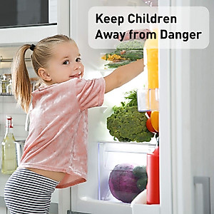 Refrigerator Lock, Childproof Fridge Lock with Magnetic- Strong 3M Adhesives and Cable, Super Convenience (Black)