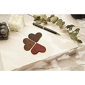 Personalized Premium Leather Heart Bookmarks, Custom Bookmark, Leather Heart Shaped Book Mark, Reader Gift, Gift for him, Gift for her (Red)