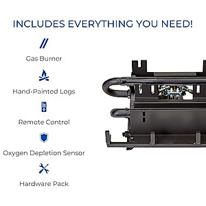 Duluth Forge DLS-18R-2 Dual Fuel Ventless Fireplace Logs Set with Remote Control, Use with Natural Gas or Liquid Propane, 30000 BTU, Heats up to 1000 Sq. Ft, Stacked Red Oak, 18 Inches