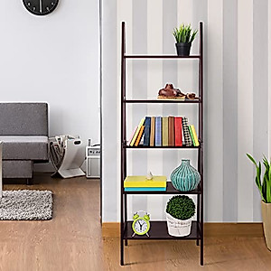 Casual Home 5-Shelf Ladder Bookcase,72-Inch , Espresso