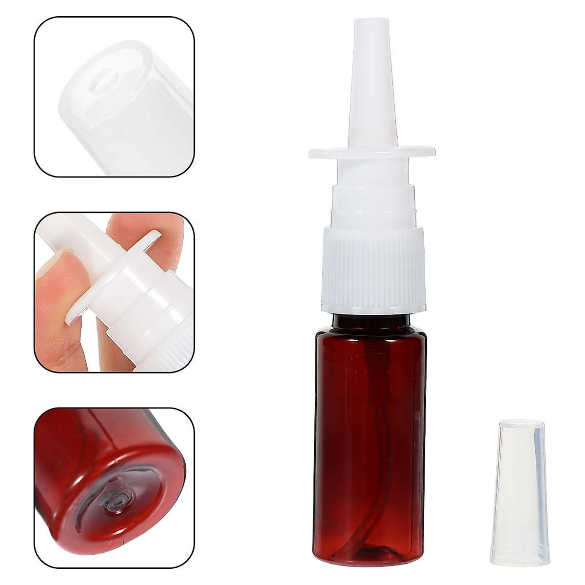 ARTIBETTER Empty Nasal Spray Bottle Amber Plastic Fine Mist Sprayers Refillable Container for Essential Oils Aromatherapy Perfume 15ml 10pcs