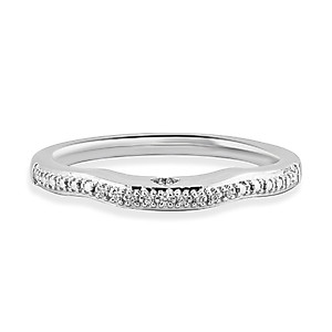 Jewelili Sterling Silver 1/5 Cttw Natural White Round Diamond Heart Bridal Set Engagement Ring, Size 7