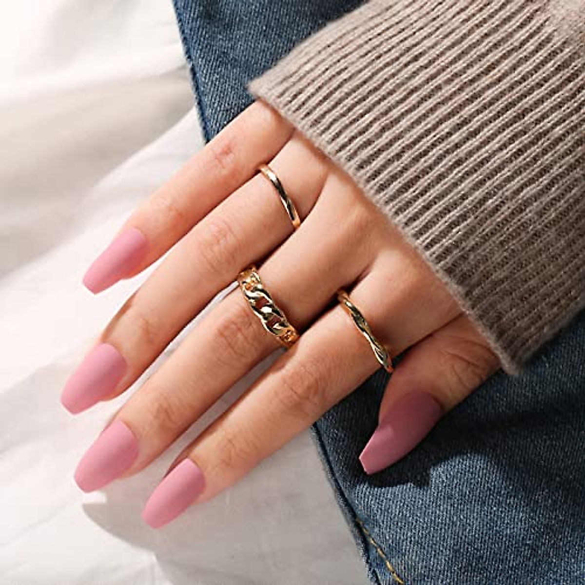 12 Packs (288PCS) Matte Press on Nails Medium Length, FANDAMEI Ballerina Coffin Acrylic Short Fake Nails Full Cover with 10g Nail Tips Glue, 12 Color False Nails for Nail Art DIY