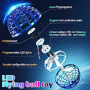 ZEOXUER Flying Ball Toys, 2023 Flying Orb Hover Ball, Cosmic Globe Boomerang, 360° Rotating Cool Fidget Spinner, Mini Drone Flyorb Toy with Built-in RGB Light Gift Safe for 6 7 8 9 10+Kids Adults