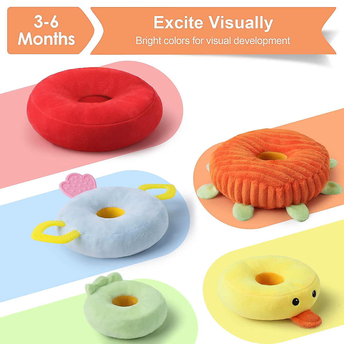 iPlay, iLearn Baby Plush Stacking Toys Set, Infant Soft Ring Stacker, Toddler Sensory Developmental Rattles, Newborn Duck Stuffed Animal, Birthday Easter Gift for 3 6 9 12 18 Month 1 Year Old Boy Girl