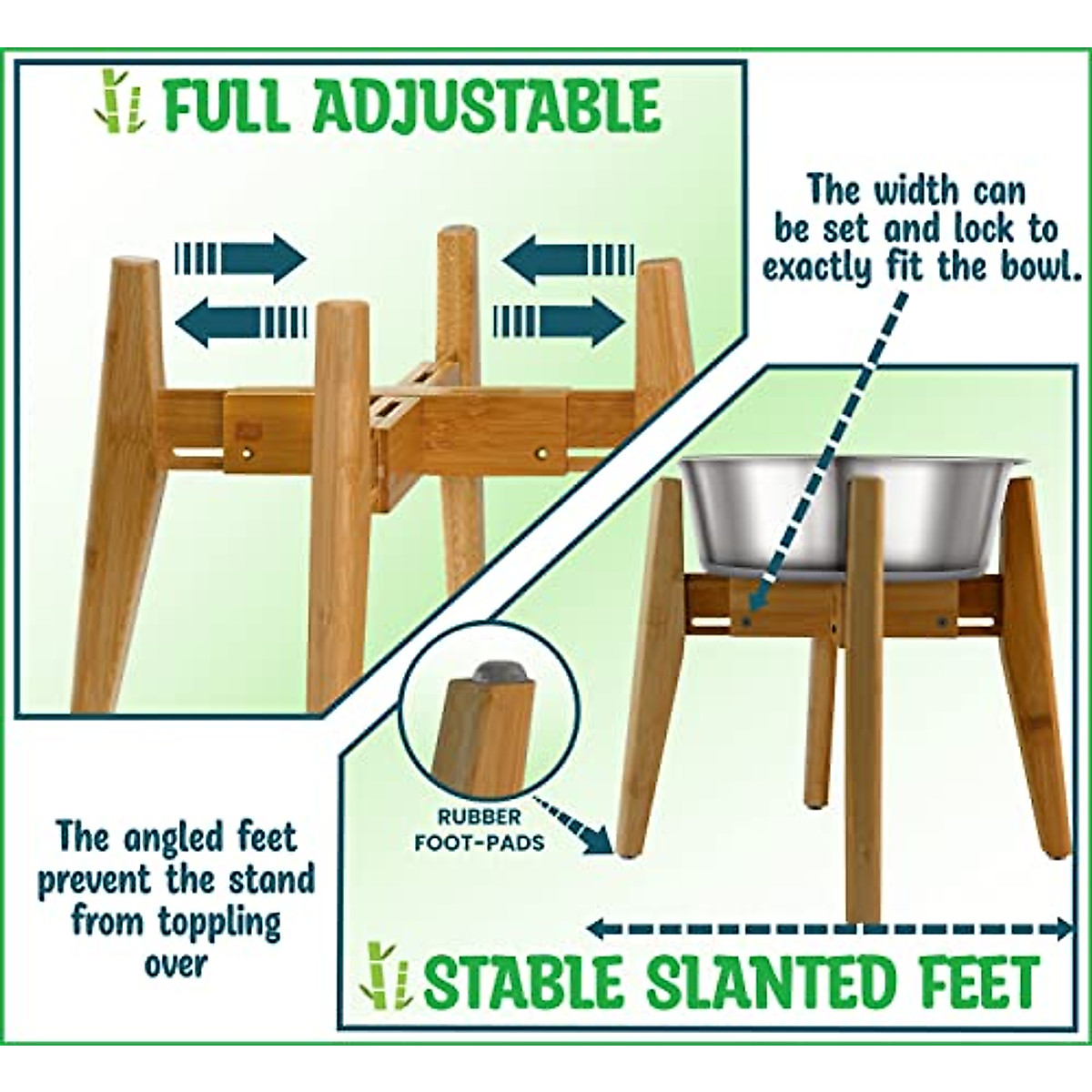 Dog Bowl Stand for Medium to Large Dog Breeds - 12-inch High, Adjustable Width with Locks - Dog Water, Food Dish Compatible - Tip-Over Resistant