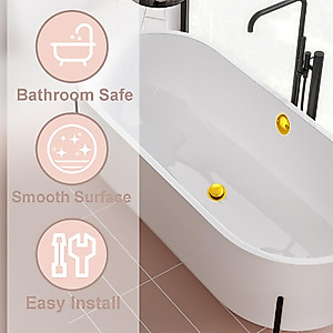 Bathtub Drain Kit Tub Drain Kit - Copper Tip-Toe Bath Tub Drain and Overflow Kit, Universal Bathtub Drain Stopper with Two-Hole Overflow Cover Plate, Brushed Gold