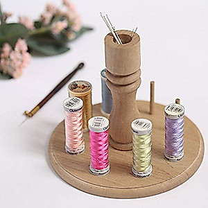 Kelendle 8 Spool Portable Wooden Bobbin Holder Stand Thread Rack Holder Thread Organizer Rack