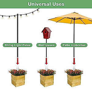 Large Decorative Wooden Planter with Universal Pole Support for String Light Poles, Umbrellas, Bird Feeders. Solid Wood Outdoor Garden Patio Box for Plants or Flowers, 14"x14"x14", Natural