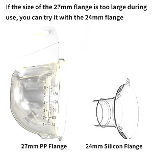 Wearable Puidselly Hands Free Electric Double Rechargeable Milk Pump, Silent Breast Pump with LCD Display Memory Function(27/24/21mm Flange)