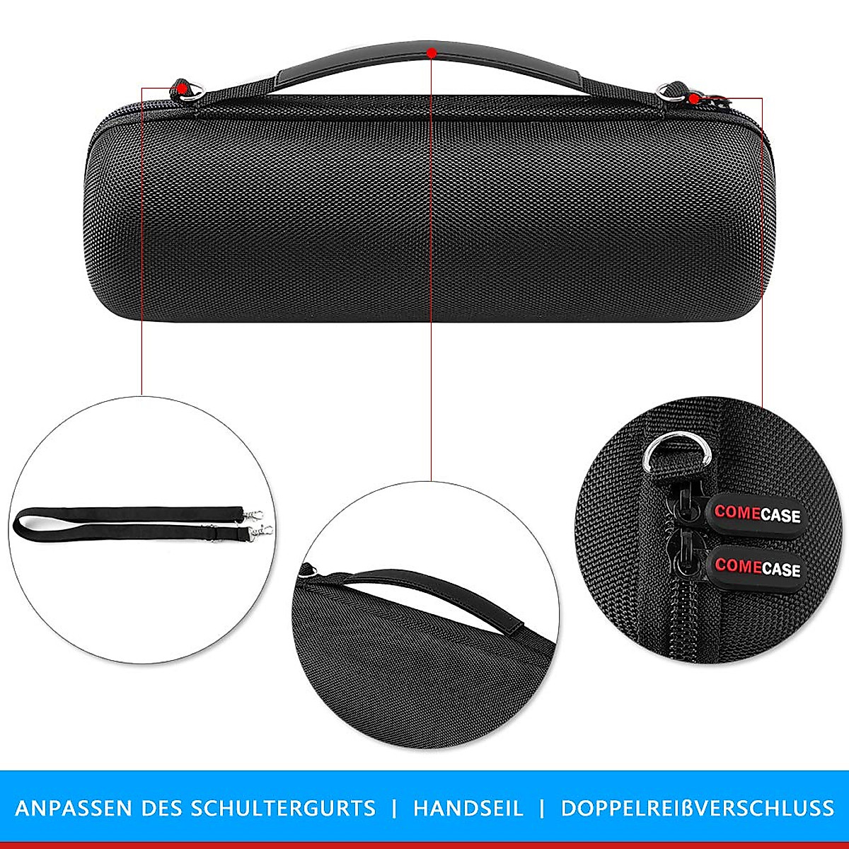 Case for JBL Charge 4 / Charge 5 / Pulse 4 Portable Waterproof Wireless Bluetooth Speaker [ Fits USB Plug and Cable & More ] - Black (Case Only)