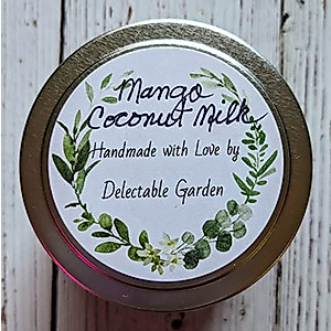 Mango Coconut Milk Delectable Garden Handmade Aromatherapy Natural Scented Soy Candle- 4 oz. Clean Burning.