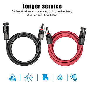 Kimbluth 10 AWG Solar Extension Cable 10FT Black + 10FT Red, Ultra Solar Panel Wire Male to Female Tinned Copper Wire for Solar Panel, Automotive, RV, Boat, Outdoors