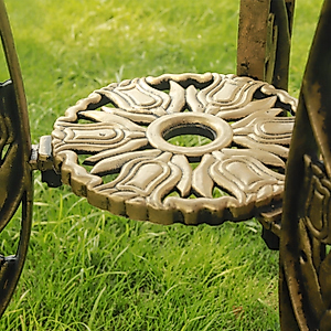 VANZUNE Tulip Bistro Table and Chairs Set 3 Piece Bistro Set Outdoor Patio Bistro Set Patio Table Set with Umbrella Hole for Balcony Backyard Patio Garden,Copper Color