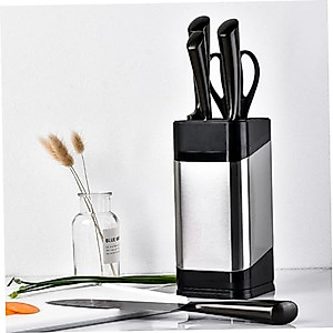 PRETYZOOM Knife Storage Rack Holder Rack Kitchen Supplies Cutlery Display Stand Steel Block Scissor Organizer Shelf Cutlery Block Container Cutter Storage Holder Drawer Black Stainless Steel