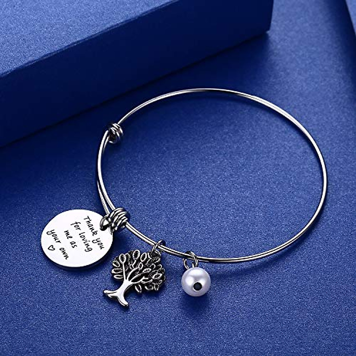 CJ&M Mother In Law Gift Family Tree Bracelet - Thank You For Raising The Man/I Will Take Care Of Her Always Bracelet Christmas Gifts,Mother's Day Gifts (Thank-Raising-Bracelet) (Step Mother)