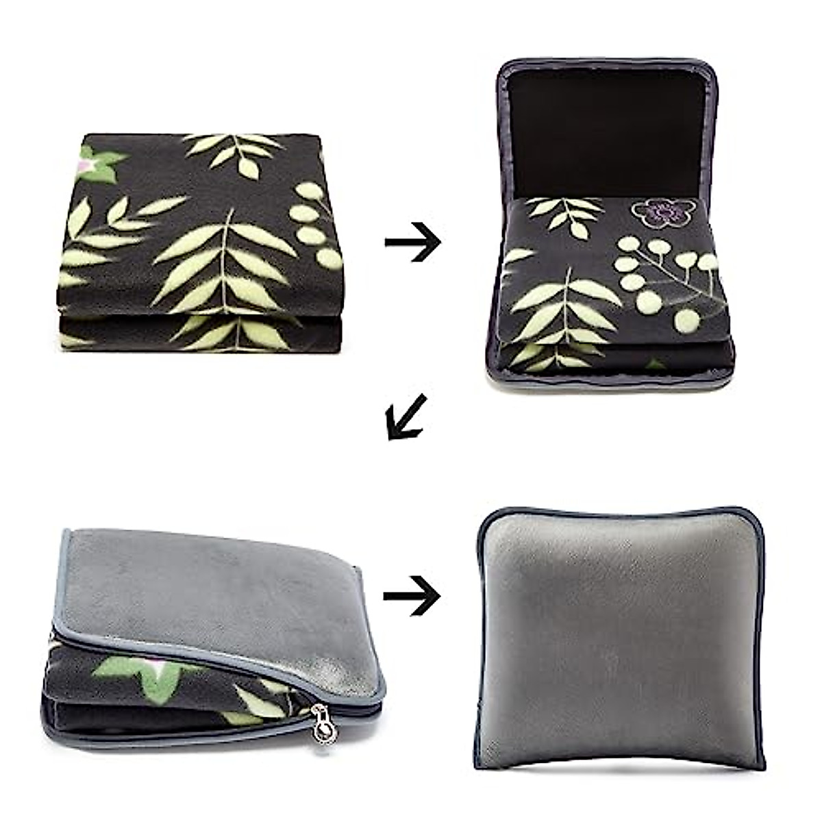 forestfish Portable Travel Blanket Airplane Compact with Bag, Fleece Throw Blanket Cozy Soft for Camping Train 60" x 40", Flower