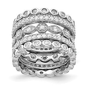 IceCarats 925 Sterling Silver Cubic Zirconia CZ 5-piece Eternity Stackable Ring Set Size 7