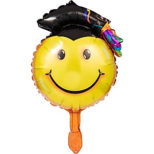 Smiley Face Foil Graduation Balloon
