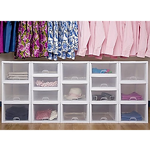 Sterilite 27 Qt./26 L Stacking Drawer, White, 4 Pack