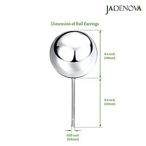 JADENOVA 925 Sterling Silver Earrings Silver Studs Ball Earrings for Women (10mm, 1 Pair)