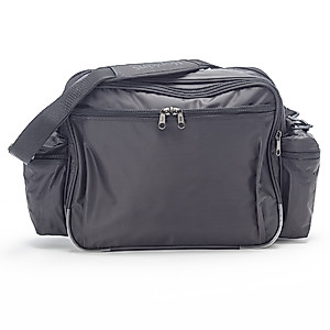 Hopkins Medical Products Original Home Health Shoulder Bag, 70D Waterproof Nylon, Fold-Down Compartment for Easy Access, Adjustable Straps, 14x11x7 inch, Black