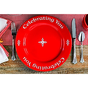 Celebrating You Red Plate in custom Gift Box. Birthday Plate, Mother’s Day, Wedding, Anniversary, Holiday Gift, Red Dinner Plate, Quality Personalized Special Red Plate Microwave & Dishwasher Safe