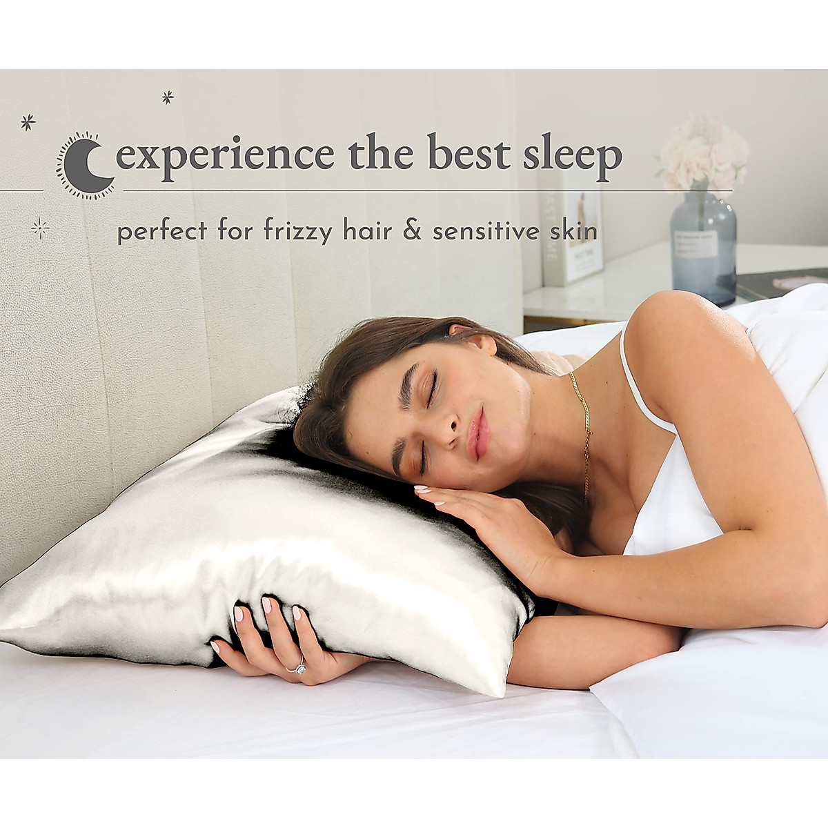 California Design Den - Silky Soft Rayon from Bamboo Cases Standard Size, Set Of 2 For Smooth Hair & Skin, Fits Standard & Queen Pillows, Ivory Pillow Covers