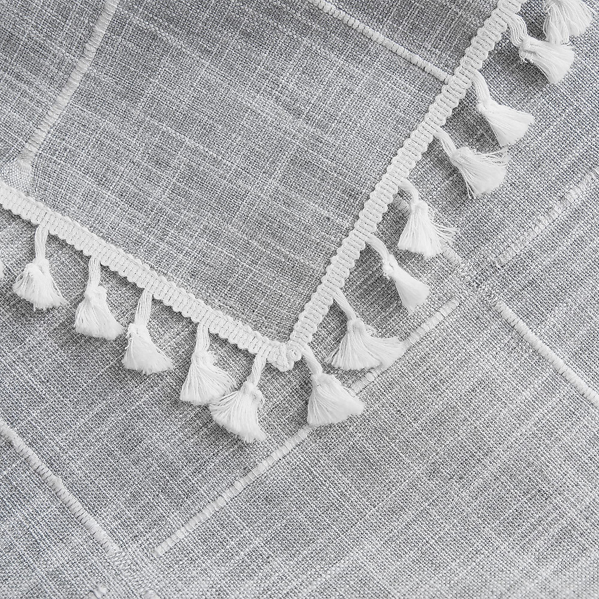 Oubonun Cotton Linen Rectangular Table Cloth, Wrinkle Resistant, Waterproof Tablecloth, Washable Farmhouse Table Cover with Tassels for Kitchen Dining Party, 55''x102'', 8-10 Seats, Grey