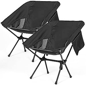 LUBBYGIM Folding Camping Chairs, Portable Camp Chairs, Lightweight Outdoor Chairs for Outdoor Camp, Travel, Beach, Picnic, Festival, Hiking, Backpacking, Supports 265Lbs - 2 Pack