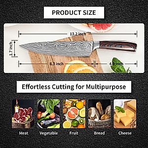 AIXIHOM Kitchen Chef Knife 8 inch Japanese Chefs Knife,Professional Chef Knives for Cooking,Carbon Stainless Steel Sharp Cutting Knife with Ergonomic Handle & Gift Box
