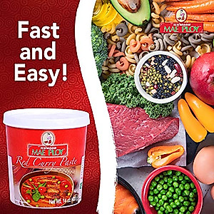 Mae Ploy Red Curry Paste, Authentic Thai Red Curry Paste For Thai Curries And Other Dishes, Aromatic Blend Of Herbs, Spices And Shrimp Paste, No MSG, Preservatives Or Artificial Coloring (14oz Tub)