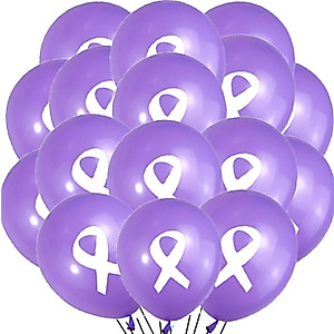 Generic 36 Pcs Purple Ribbon Party Decorations Balloons, alzheimers disease Awareness Ribbon Balloons for Non-Profit Fundraisers, Charity Events, and Community Events.