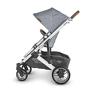 UPPAbaby Cruz V2 Stroller - Gregory (Blue Marl/Silver/Saddle Leather) + Bassinet - Gregory (Blue Marl/Silver)