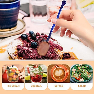 Turbokey 5 Pieces Glass Spoons for Coffee Teaspoons 6.1 inch Glass Stirring Spoon Rod Heat Resistant Coffee Stirrers Ice Tea Spoon Glass Mixing Spoon for Tea SugarHome Bar Party (5 Color)