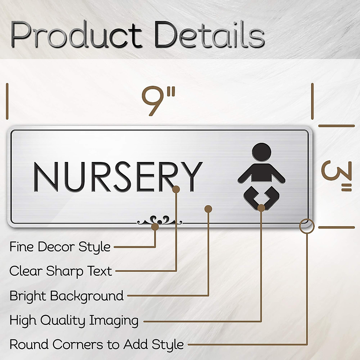 Baby Nursery Sign Nursery Mother's Room Sign, Brushed Silver, Engraved, 3" x 9", Fade Resistance, Indoor/Outdoor Use, USA MADE By My Sign Center