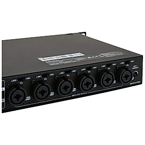 Denon DN-312X Professional 12-Channel Line Mixer with Priority; 6 HDHQ Combination Inputs with MIC, Phantom and Line Selector Switches; 6 Mono (3 stereo) RCA Inputs, 1U Rack Mountable