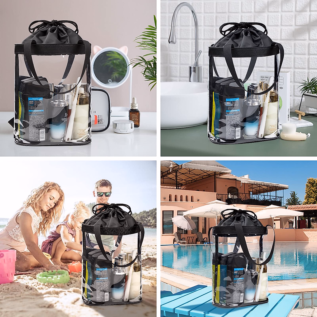 Clear Toiletry Bag, Travel Toiletry Bag for Women, TSA Approved Toiletry Bag, Waterproof Clear Makeup Bag Cosmetic Pouch, Transparent Makeup Organizer, Carry on Airport Airline Compliant