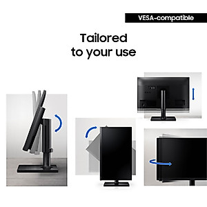 SAMSUNG FT45 Series 24-Inch FHD 1080p Computer Monitor, 75Hz, IPS Panel, HDMI, DisplayPort, USB Hub, Height Adjustable Stand, 3 Yr WRNTY (LF24T454FQNXGO),Black