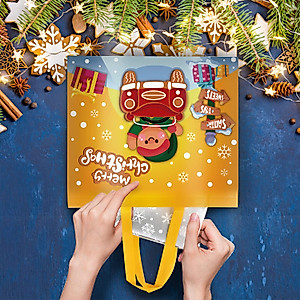 CCINEE 12 PCS Christmas Gift Bags with Handle, Large Size Reusable Christmas Tote Bags Non-Woven Christmas Treat Bags Grocery Shopping Bags for Gifts Wrapping Xmas Party Supplies,15.7"×13.8"×5.7"