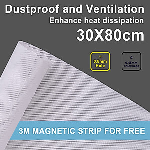 Fan Dust Mesh Filter Magnetic Frame PVC Computer PC Case Fan Dust Proof Filter Cover Grills (300 * 300MM 1PACK WHITE)