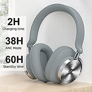 KZ T10 Headset Adaptive Noise Cancellation Stereo Sound Over Ear Headphone, Bulit-in Microphone Bluetooth Earphone Gaming Headset with 3.5mm Audio Cable for Computer PC Work (Black,with Mic)