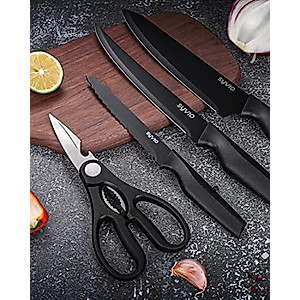 syvio Knife Sets for Kitchen with Block, Kitchen Knife Sets 14 Piece with Built-in Sharpener, Kitchen Knives for Chopping, Slicing, Dicing&Cutting