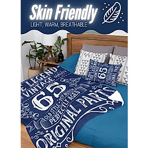 InnoBeta 65th Birthday Gifts Throws, Happy 65th Birthday Themed Bed Flannel Plush Blankets, Thank You Presents for Dad, Grandpa, Godfather, Friends, Uncle(50x 65Inches)